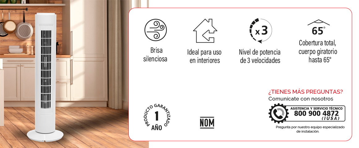 Ventilador Torre 29" 42W 3 Velocidades - Sodimac.com.mx