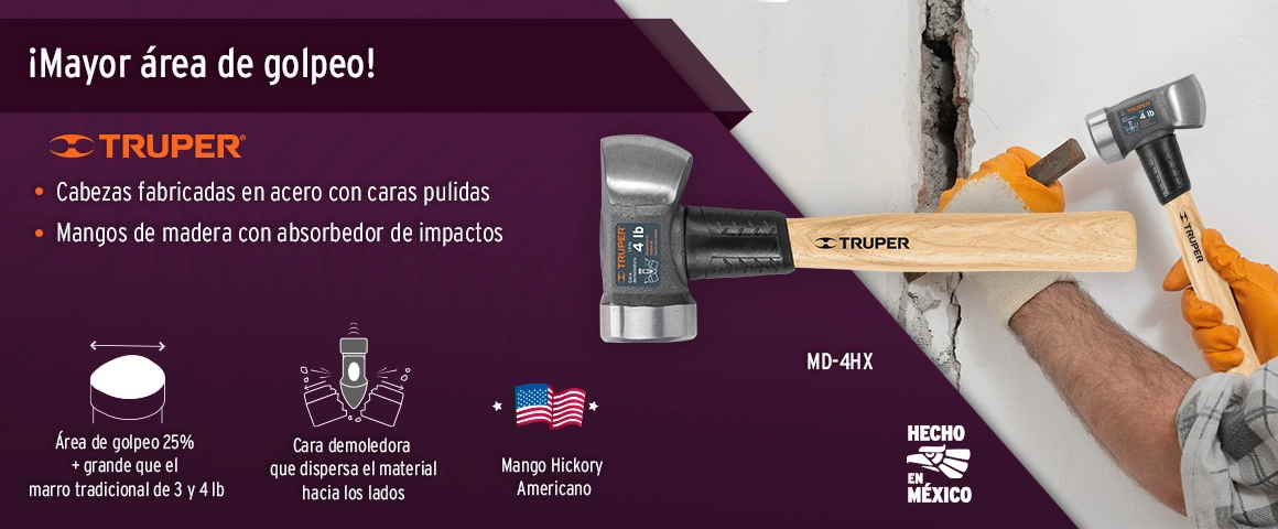 Marro Demoledor 4 lbs Mango de Madera - Sodimac.com.mx