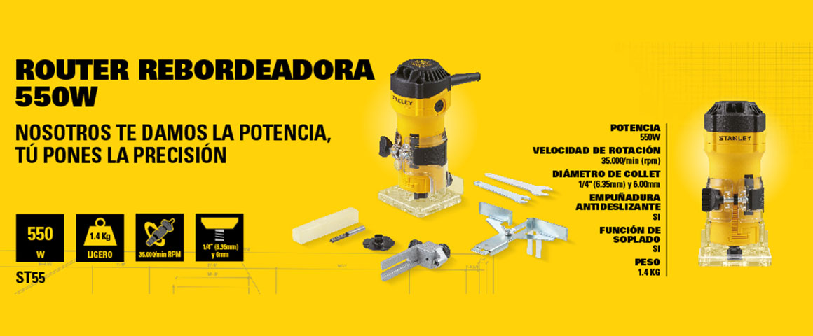 Router de Laminado 550w Stanley st55-b3 - Sodimac.com.mx